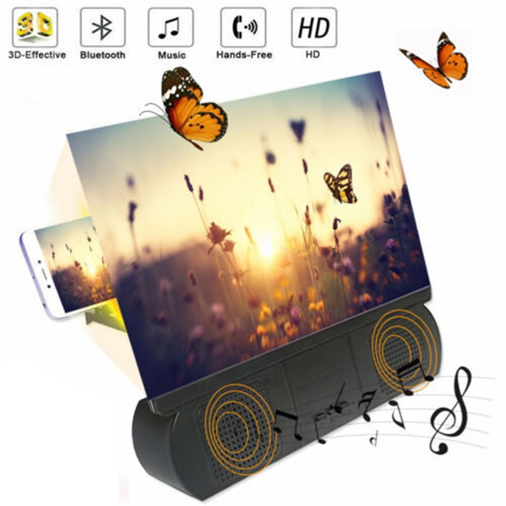 3D Phone Screen Magnifier with Bluetooth Speakers 10" Phone Projector ...