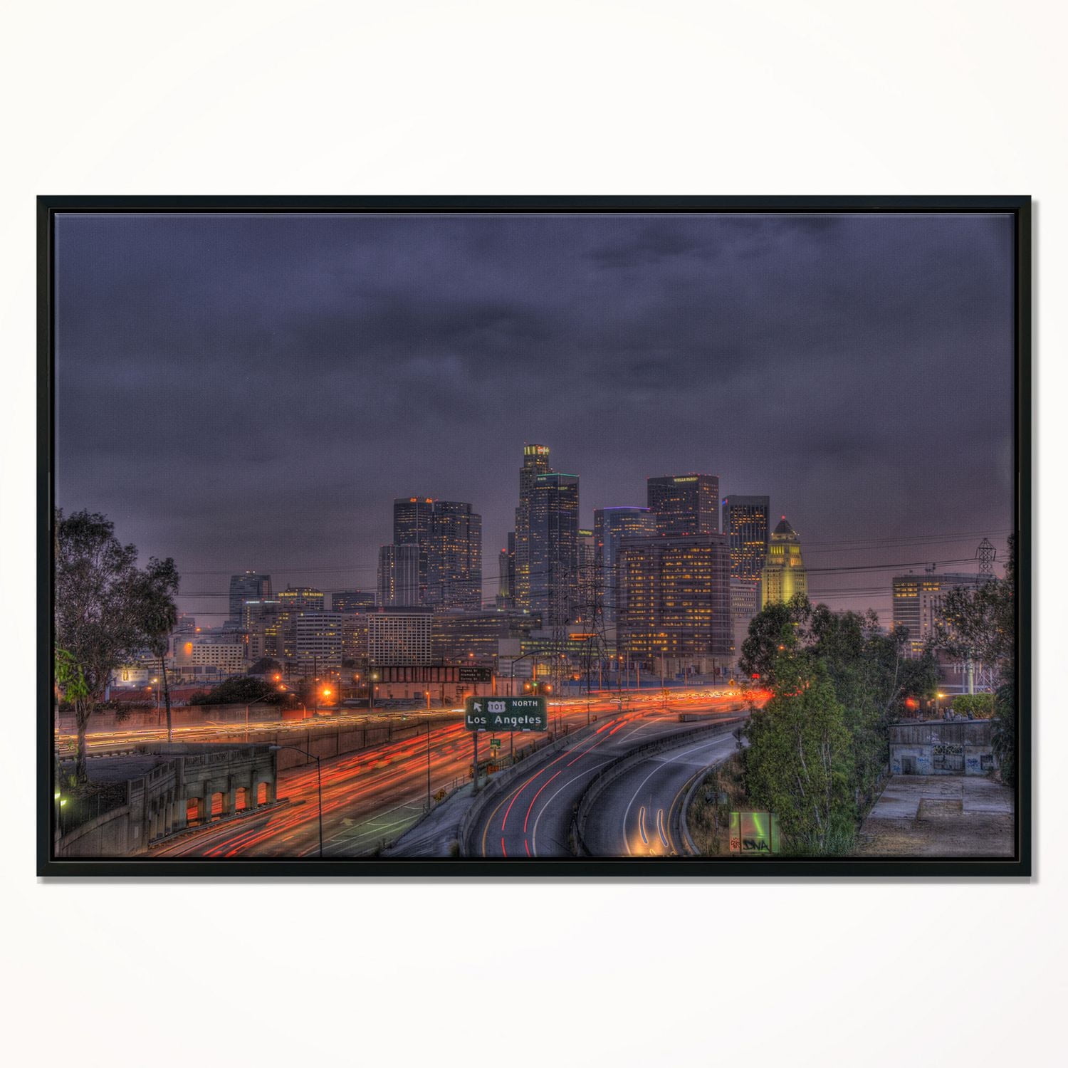 Click here for Designart Design Art Los Angeles Dark Skyline Fram... prices