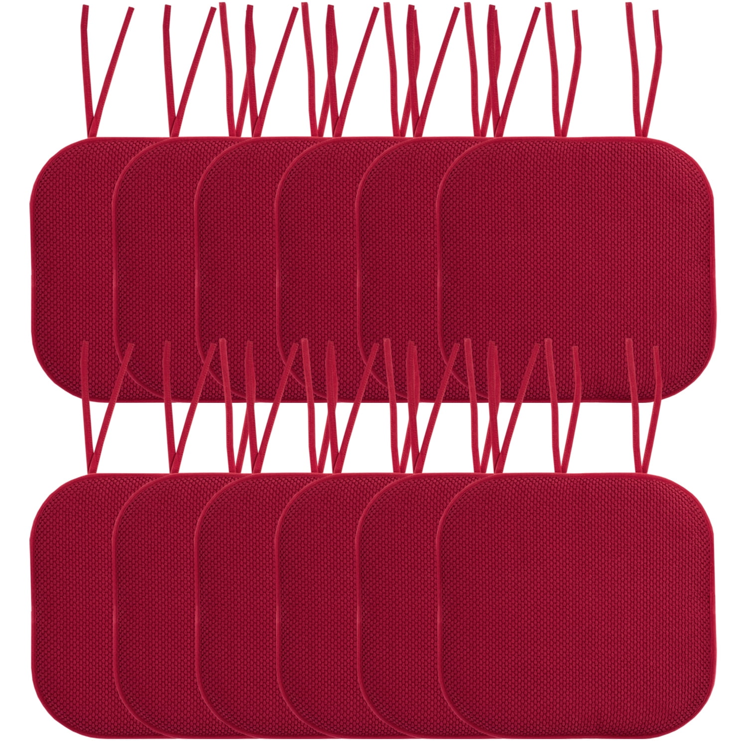 Memory Foam Honeycomb Non-Slip Back Chair Cushion Pad with Ties 2, 4, 6 ...
