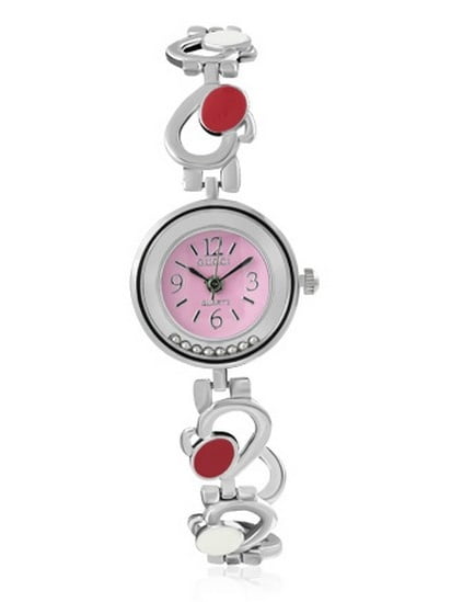 Fashion Alloy Silver-Tone Multicolor Love Heart Round Dial Womens ...