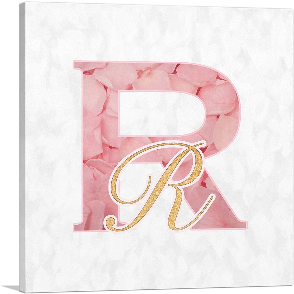 ARTCANVAS Chic Pink Gold Alphabet Letter R Canvas Art Print - Size: 26 ...