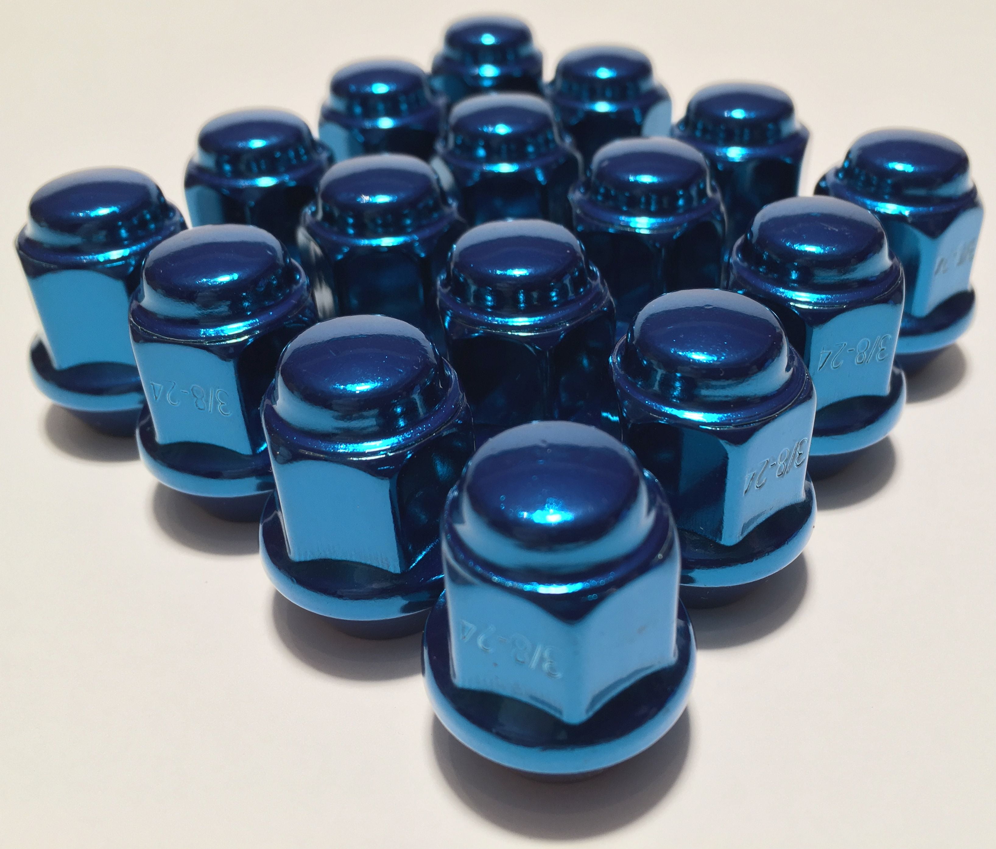 16 Blue Tapered Base 3/8" Lug Nut Set 17mm Hex ATV UTV KTM Polaris ITP ...