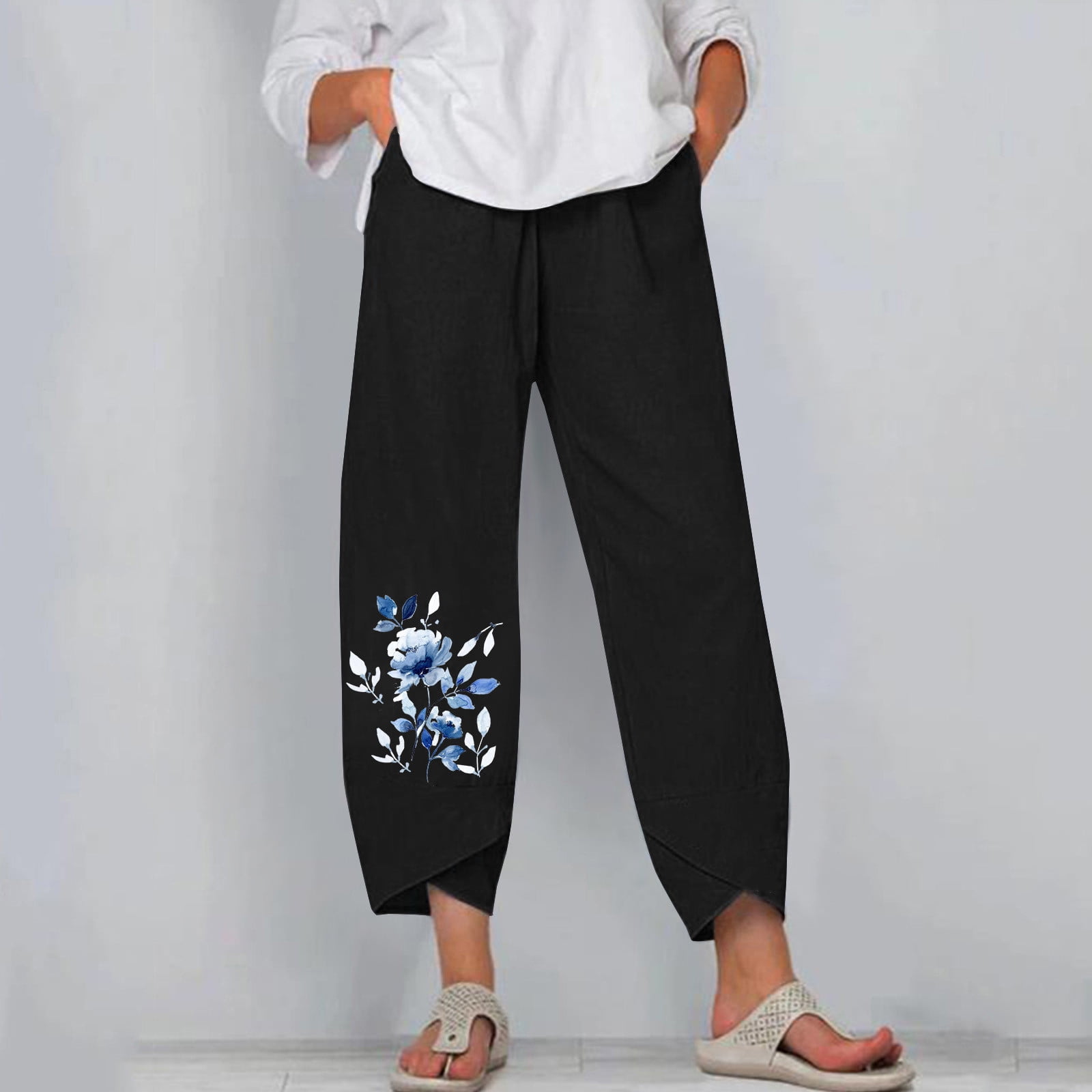 Click here for Meichang Women Casual Cotton Linen Pants Trendy Fl... prices