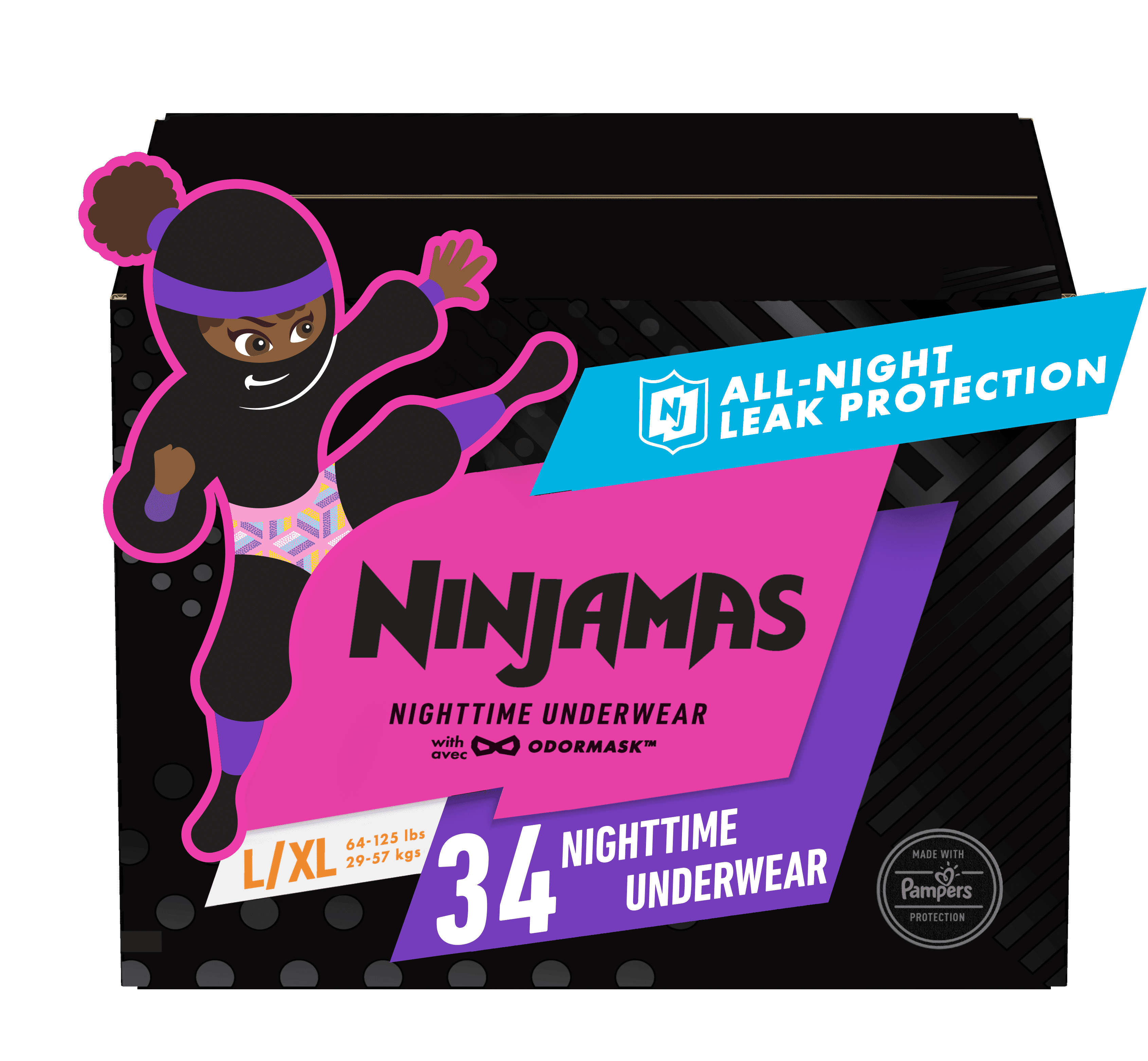 Pampers Ninjamas Nighttime Bedwetting Underwear Girl Size L Xl 34 Count