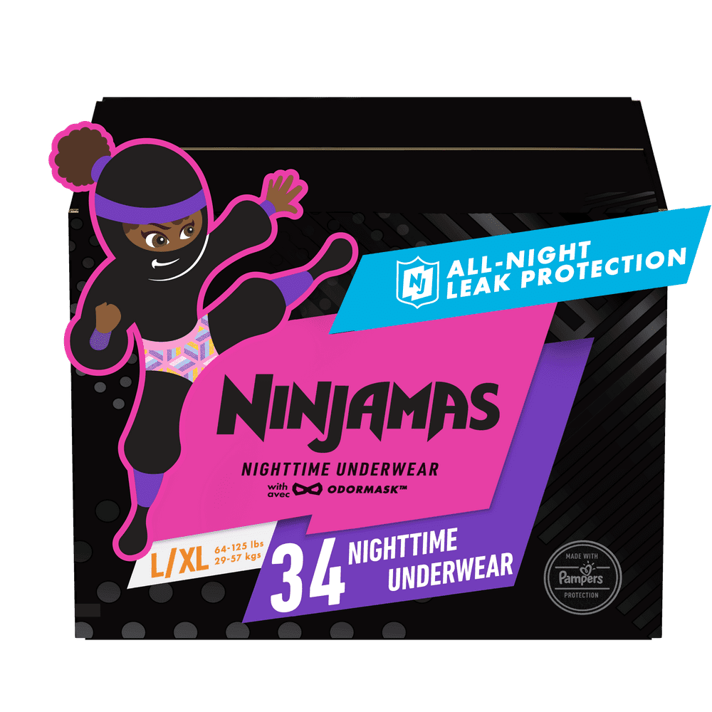 Pampers Ninjamas Nighttime Bedwetting Underwear Girl Size L/XL 34 Count ...