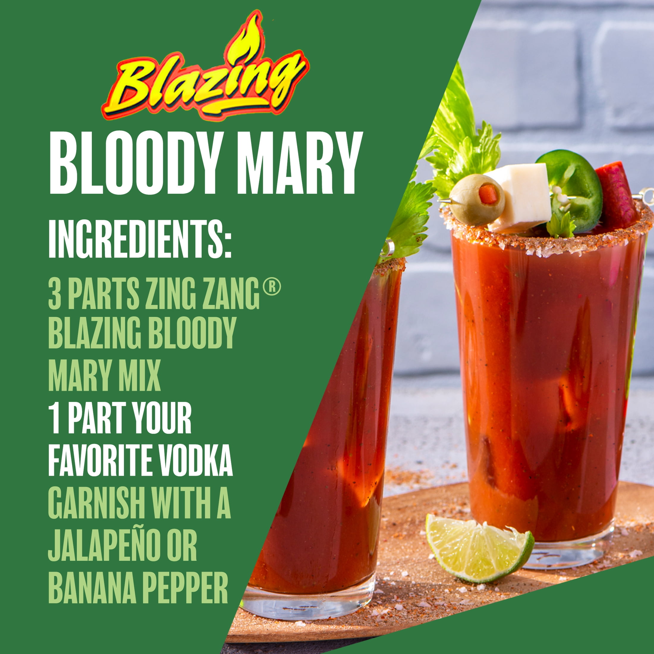 Zing Zang Blazing Bloody Mary Mix, Non-Alcoholic Cocktail Zing Zang Blazing Bloody Mary Mix, Non-Alcoholic Cocktail