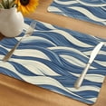 Abstract Wave Texture Leather Placemats Set of 4, 12x18 Inch, Blue ...