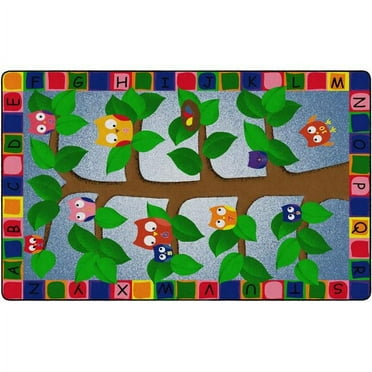 Flagship Carpets Color Rings Colorful Children's Classroom Area Rug, Seats 24, 7'6" x 12', Black ...