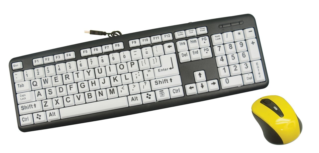 Large Print Wired Keyboard and Wireless Mouse Set - Walmart.com