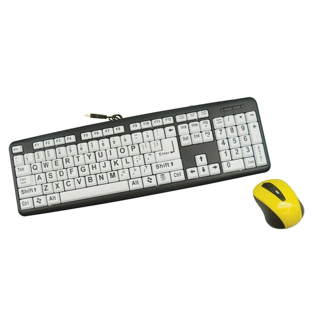 Large Print Wired Keyboard and Wireless Mouse Set - Walmart.com