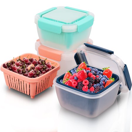 3Pcs Fridge Storage Containers with Lids 36oz Clear Fridge Fruit ...