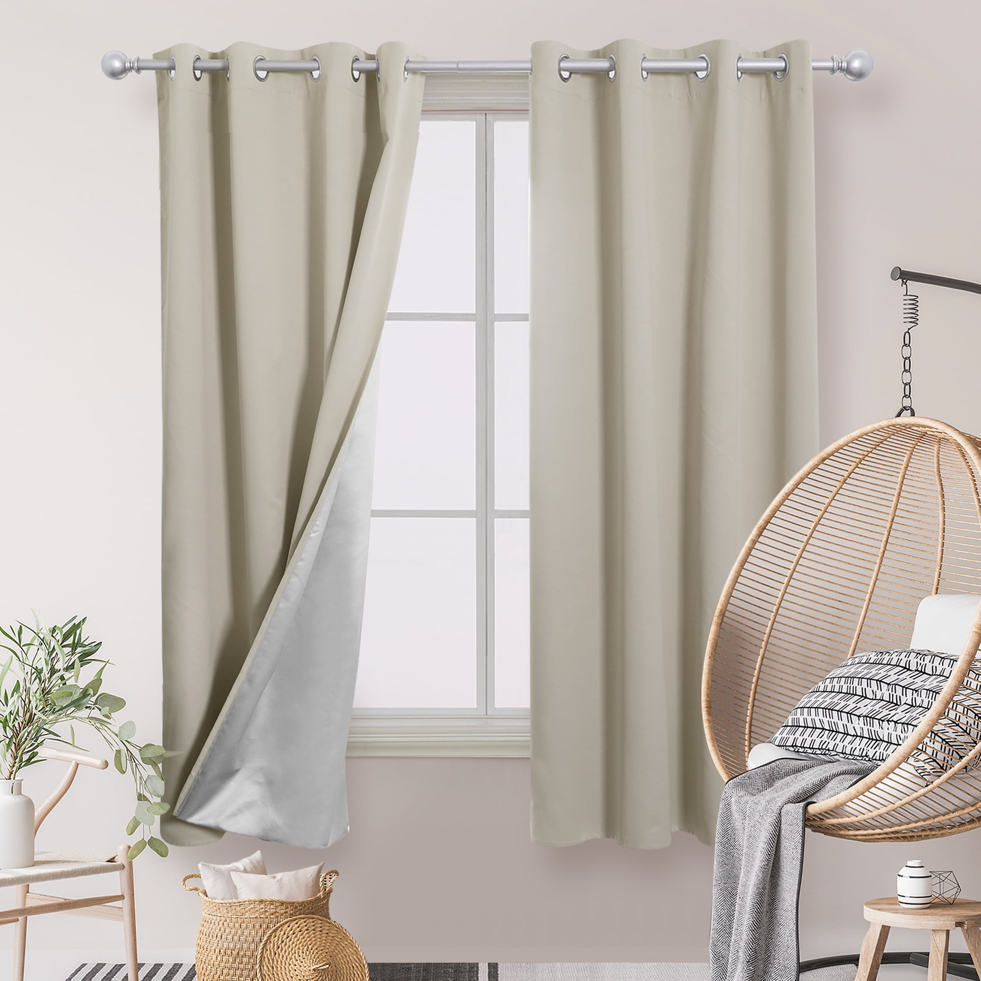 Deconovo Blackout Curtains Thermal Insulated Drapes with Silver Coated ...