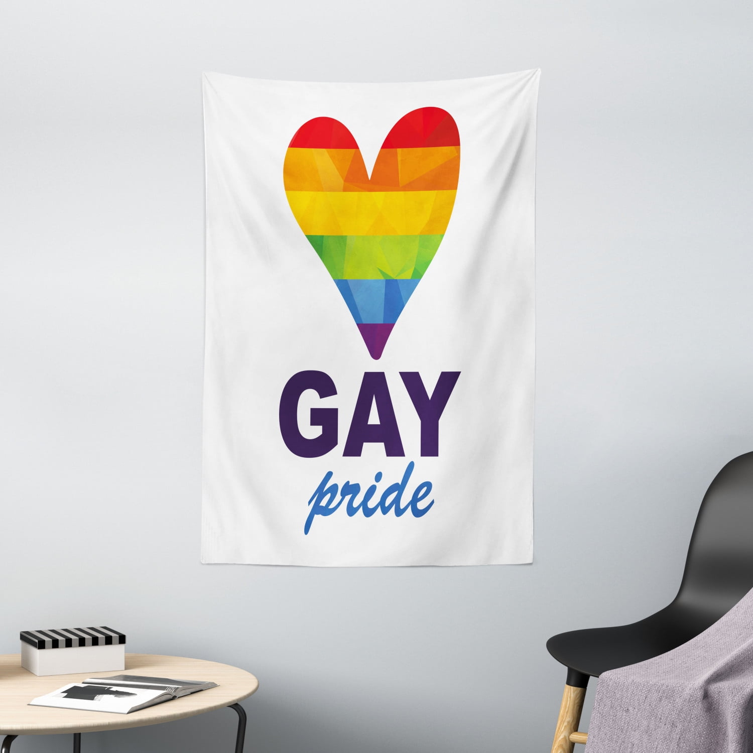 Pride Decorations Tapestry Polygonal Gay Rainbow Heart With
