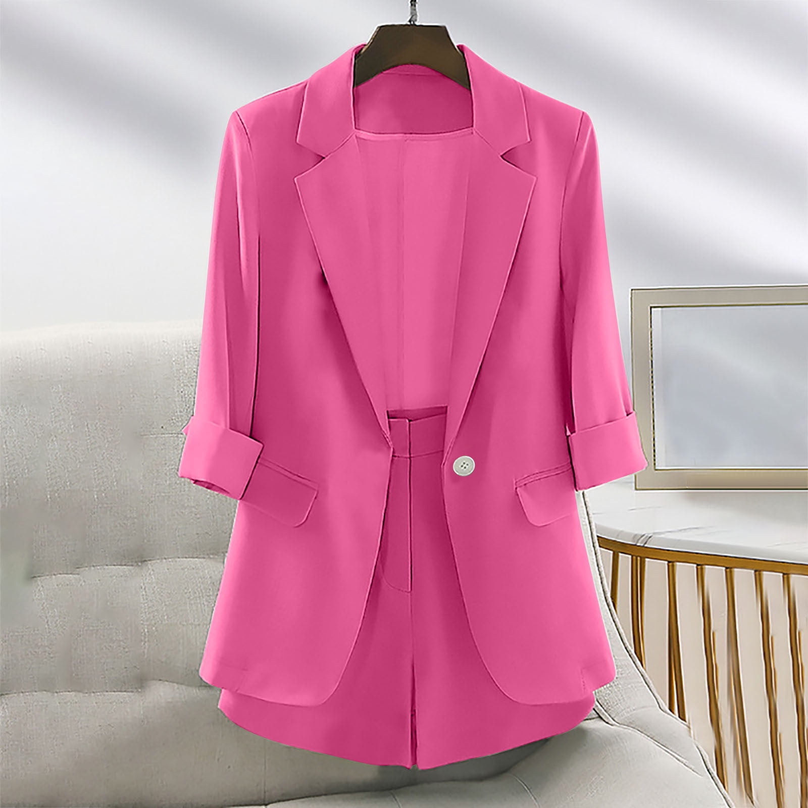 Xysaqa Blazer Shorts Sets for Women Elegant 2 Piece Business Outfits ...