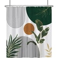 Baocicoo Boho Mid Century Shower Curtain Abstract Sun Green Banana ...