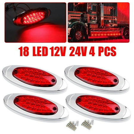 Compuye Lot de 4 feux de position latéraux rouges 18 LED pour camion ...
