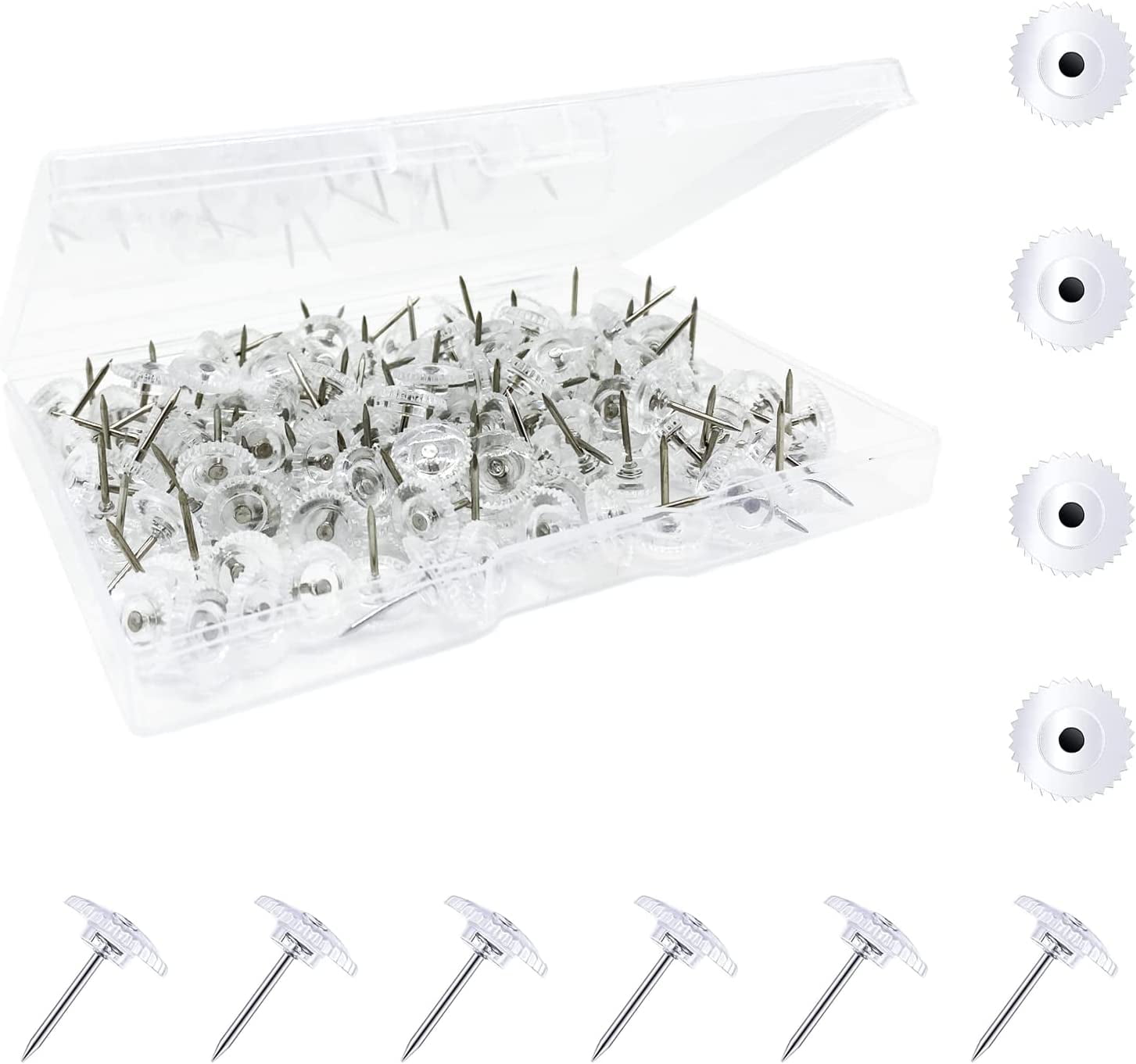 150 Pcs Clear Push Pins, Plastic Head Stainless Steel Point Thumbtacks ...
