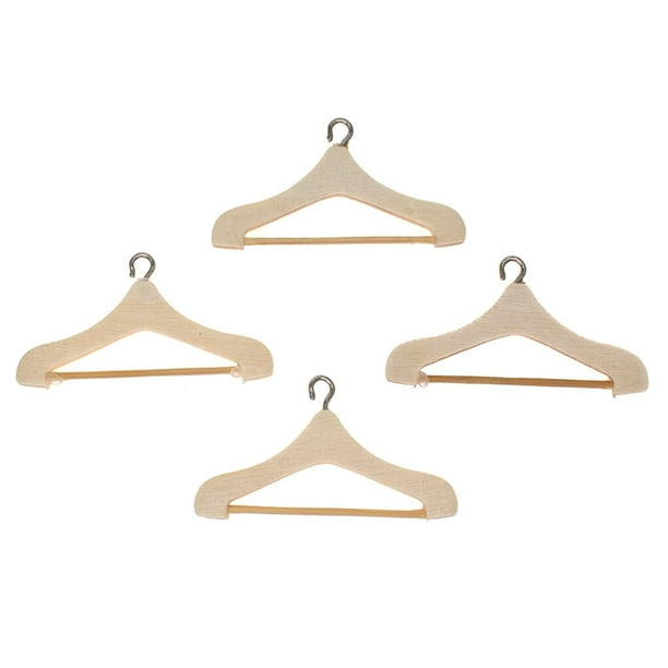 4 Pieces 1/12 Dollhome Toy Clothes Mini Toy Hanger Drying Clothing Rack ...
