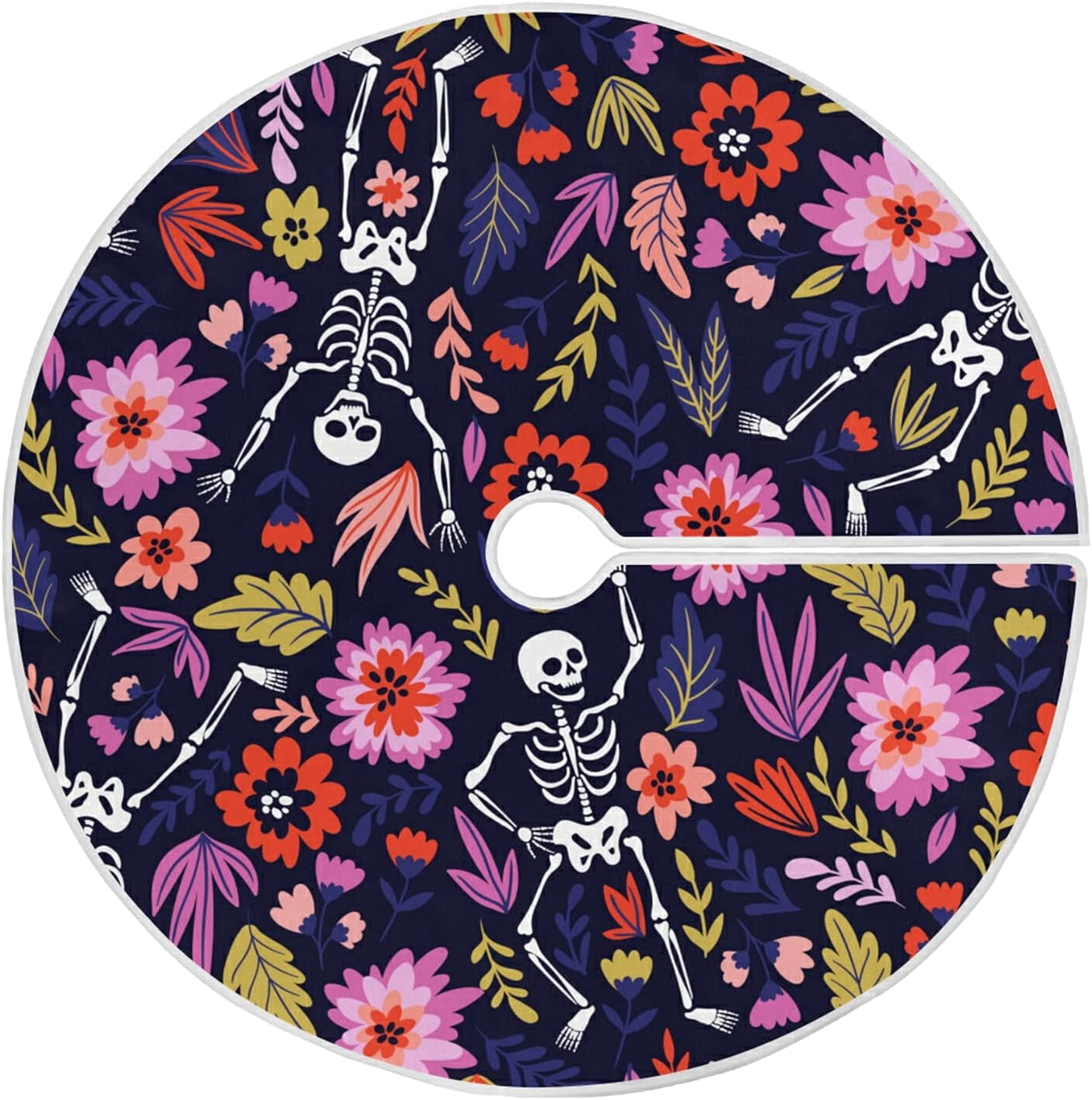 FMSHPON Dancing Skeletons The Garden Xmas Christmas Tree Skirt Stand ...