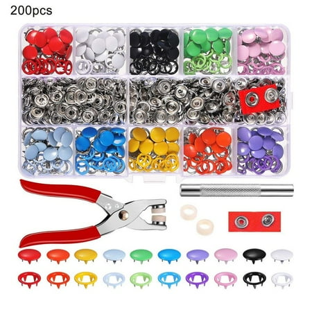 200Sets Metal Snap Button Kit Snap On Buttons With Snap Fastener Tool ...