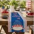 Independence Day Red White Blue Linen Table Runner, Patriotic Star ...