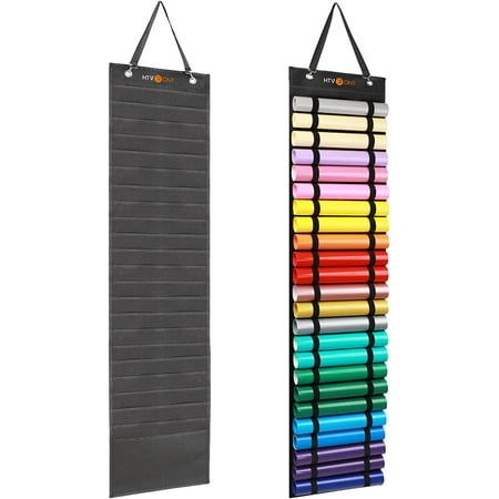 HTVRONT Vinyl Roll Holder, Vinyl Roll Storage with 24 Compartments ...