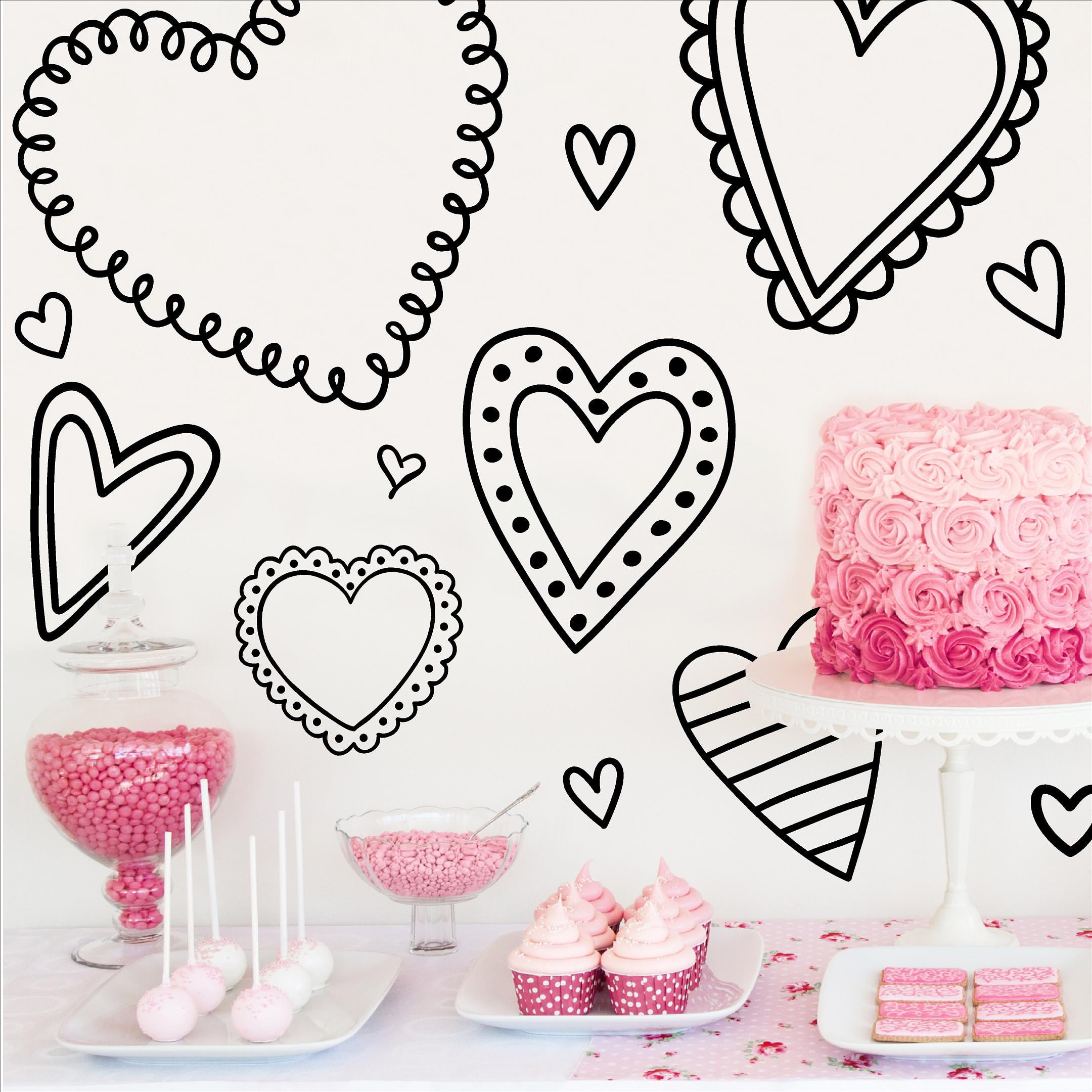 Hand Drawn Hearts Valentine’s Day Decals and Decor Vinyl Lettering ...
