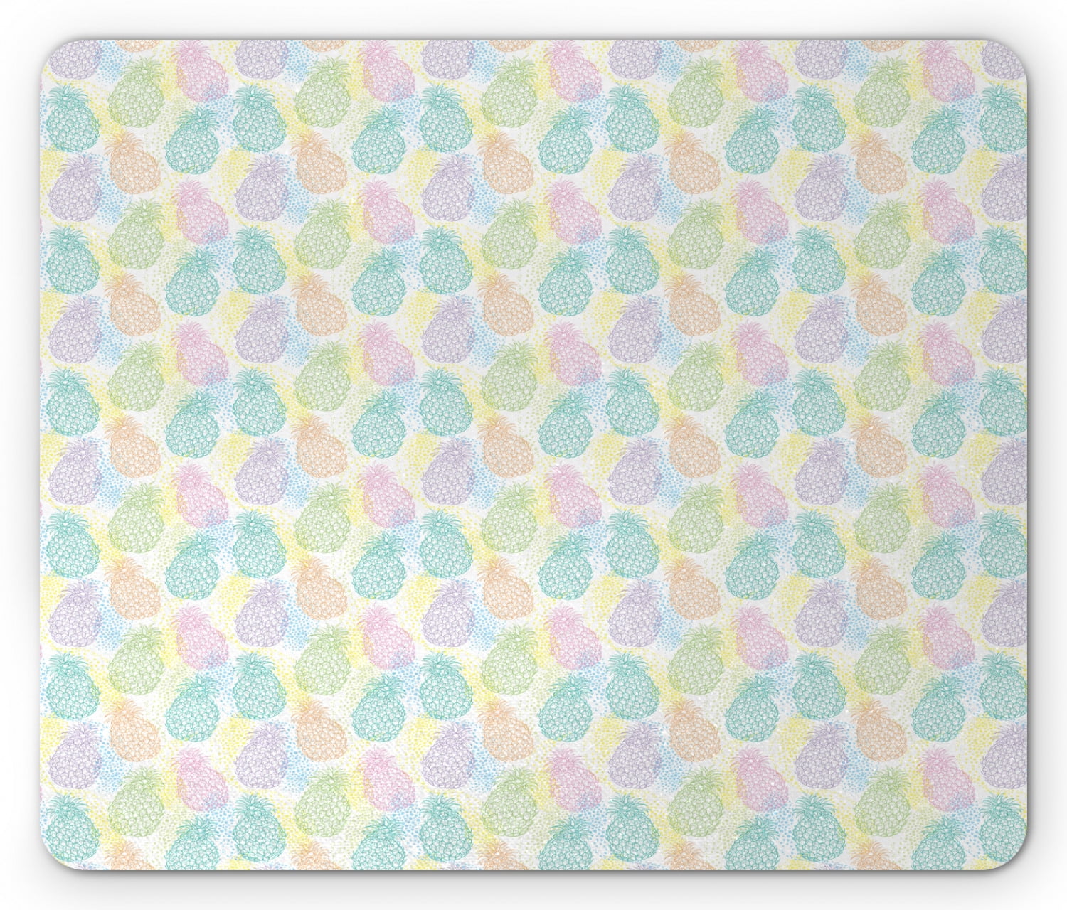 Pastel Mouse Pad, Colorful Outlines of Pineapple Fruits on Dotted ...