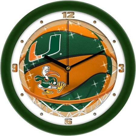 Suntime ST-CO3-MIH-SDCLOCK Miami Hurricanes-Slam Dunk Wall Clock ...