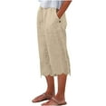 Jsaierl Womens Wide Leg Cotton Linen Capris Pants Summer High Waist