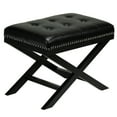 Cortesi Home Kayla Black Traditional X Bench Ottoman in Vinyl with ...