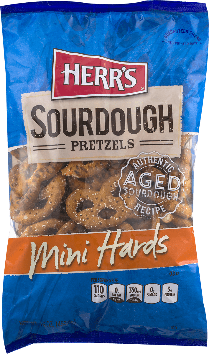 Herr's Authentic Aged Sourdough Mini Hards Pretzels- 16 oz. Bag (4 Bags ...