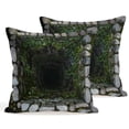 Dried Well Pillow Covers Set of 2, 3D Abstract Mysterious Ancient Stone ...