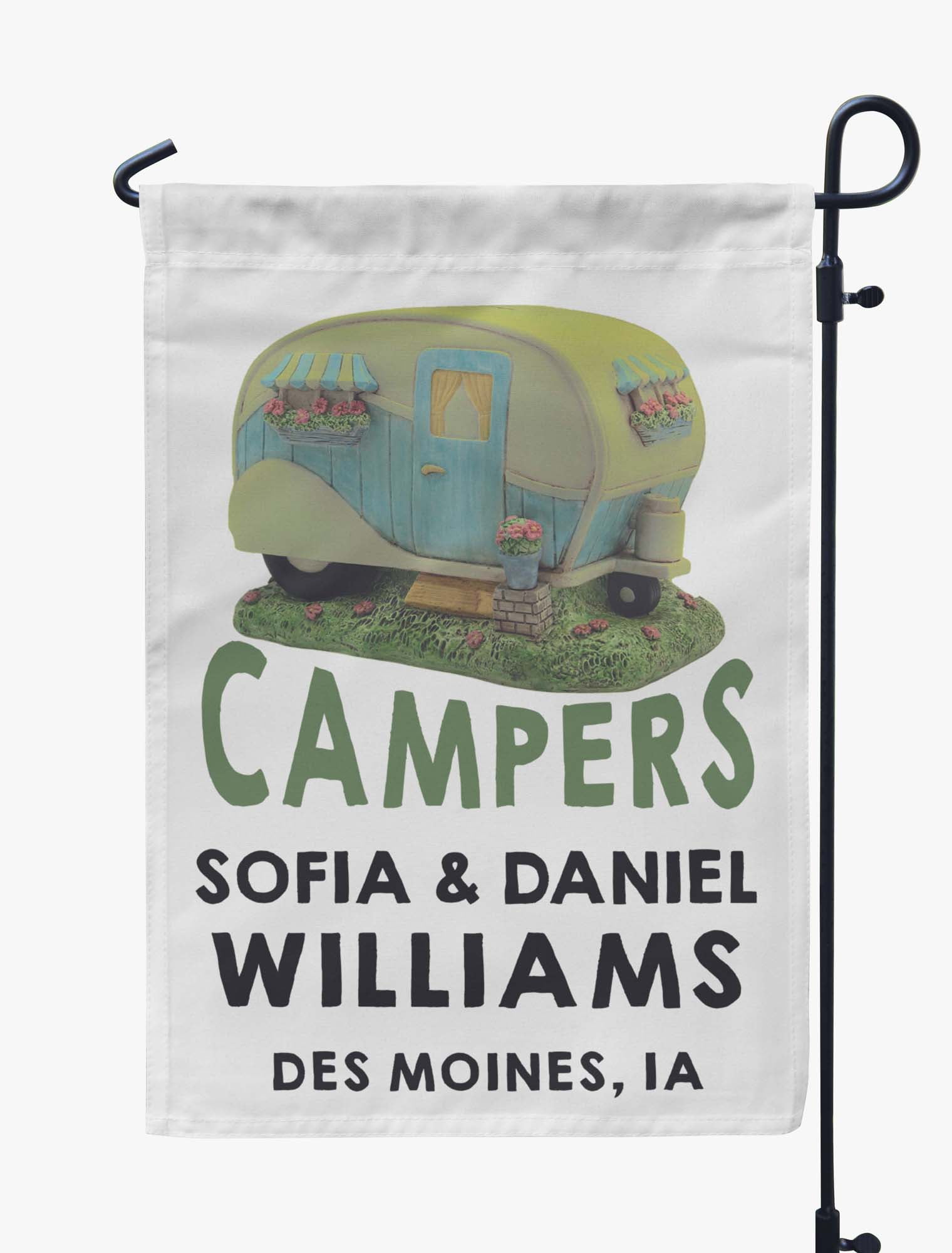 Printtoo White Campers Retro Camp Trailer Personalized Camping Flags ...