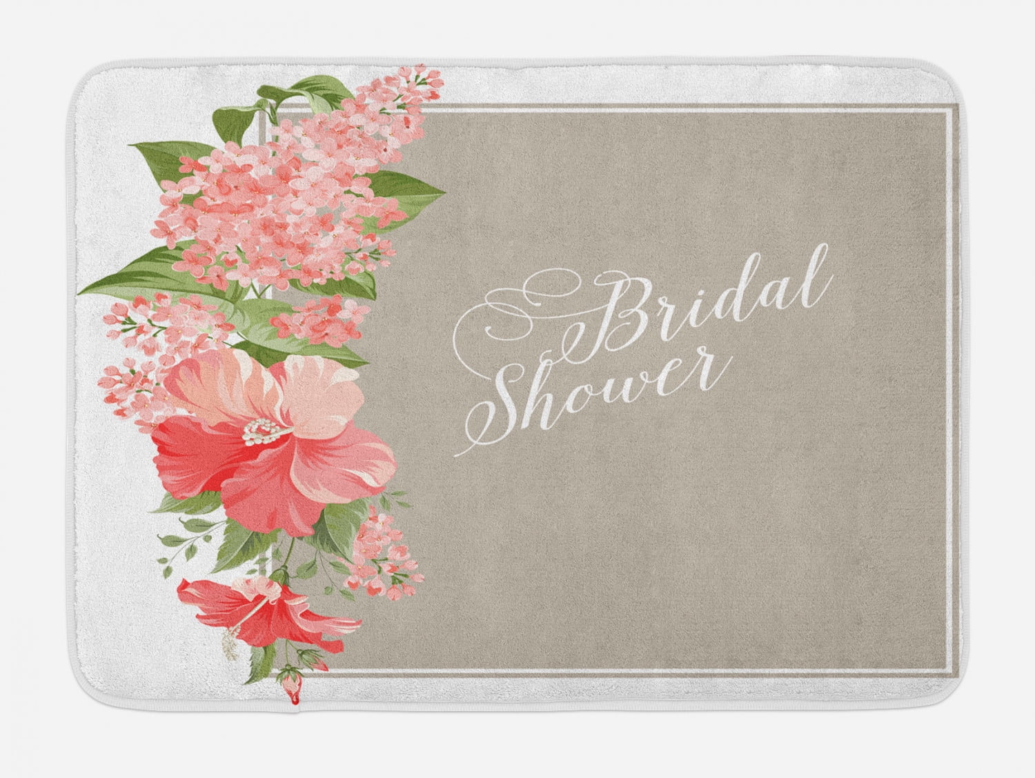 Bridal Shower Bath Mat, Lilacs Orchids with Leaves Corner Frame Bride ...
