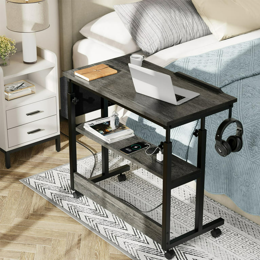 Portable Rolling Computer Desk Height Adjustable Standing Table with ...