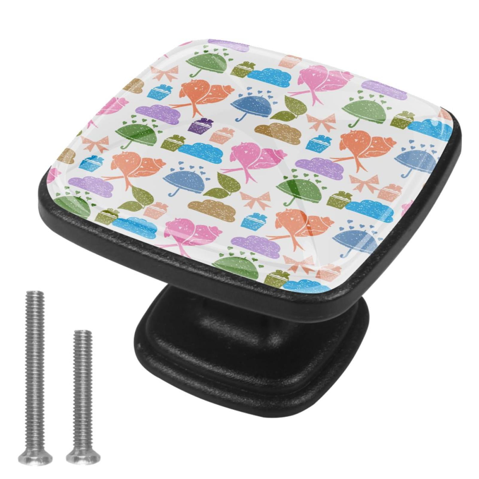 4 Pcs Cabinet Handle Drawer Pulls Love Birds Doodle Knobs with Screws ...