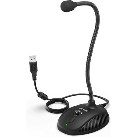 Fifine Desktop Gooseneck Microphone with Mute Button and Volume Knob ...