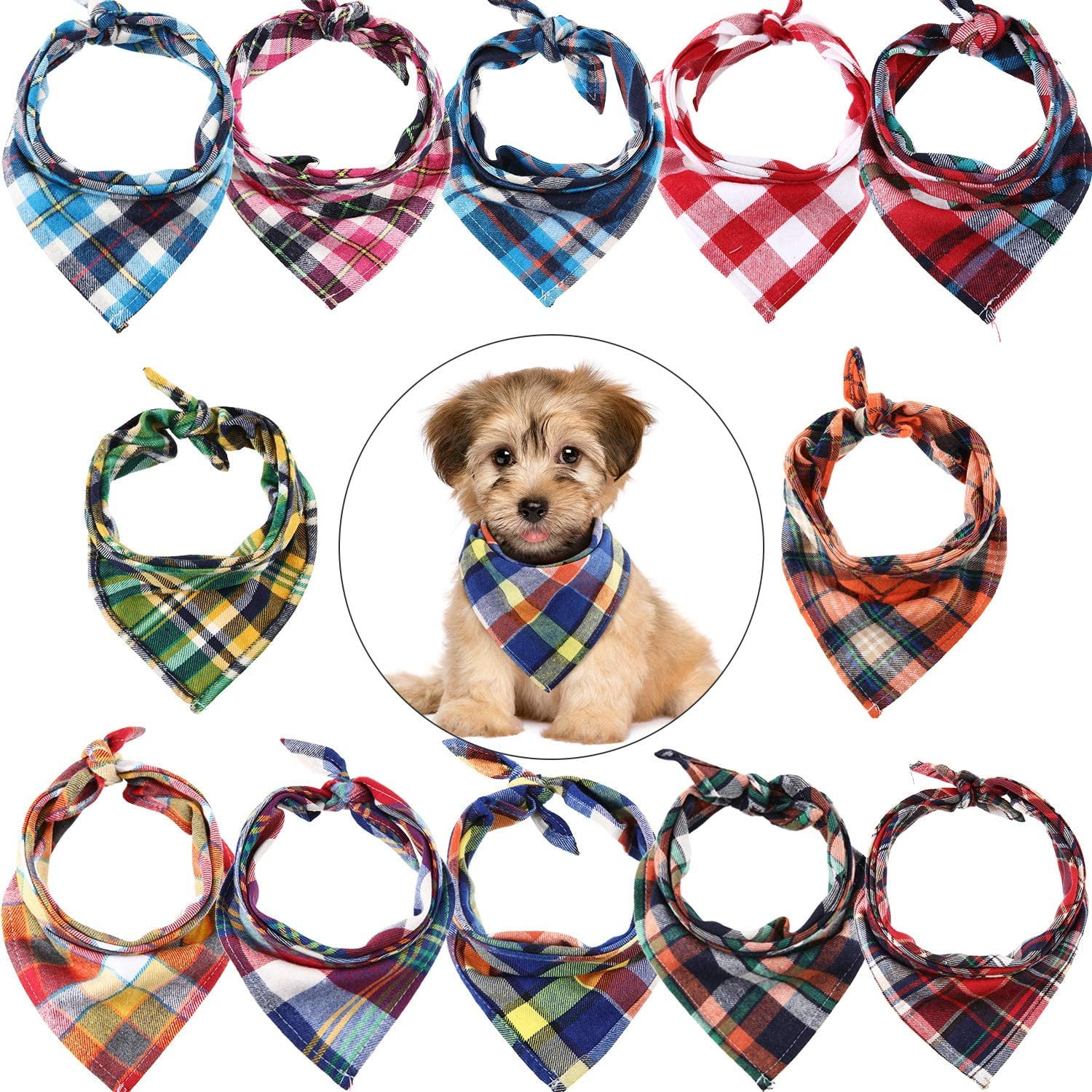 Click here for Fybto 12 Pieces Dog Bandanas - Triangle Dog Scarf... prices
