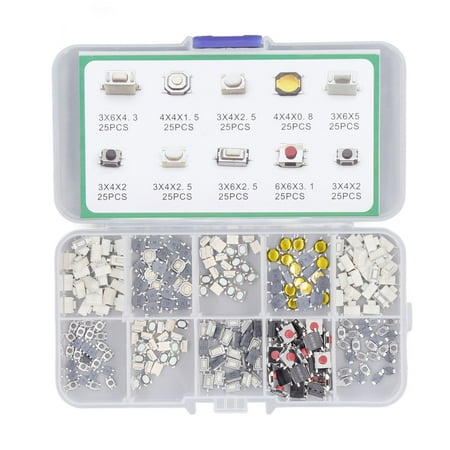 250 Pcs Tactile Push Button Switch 10 Specification High Sensitivity ...