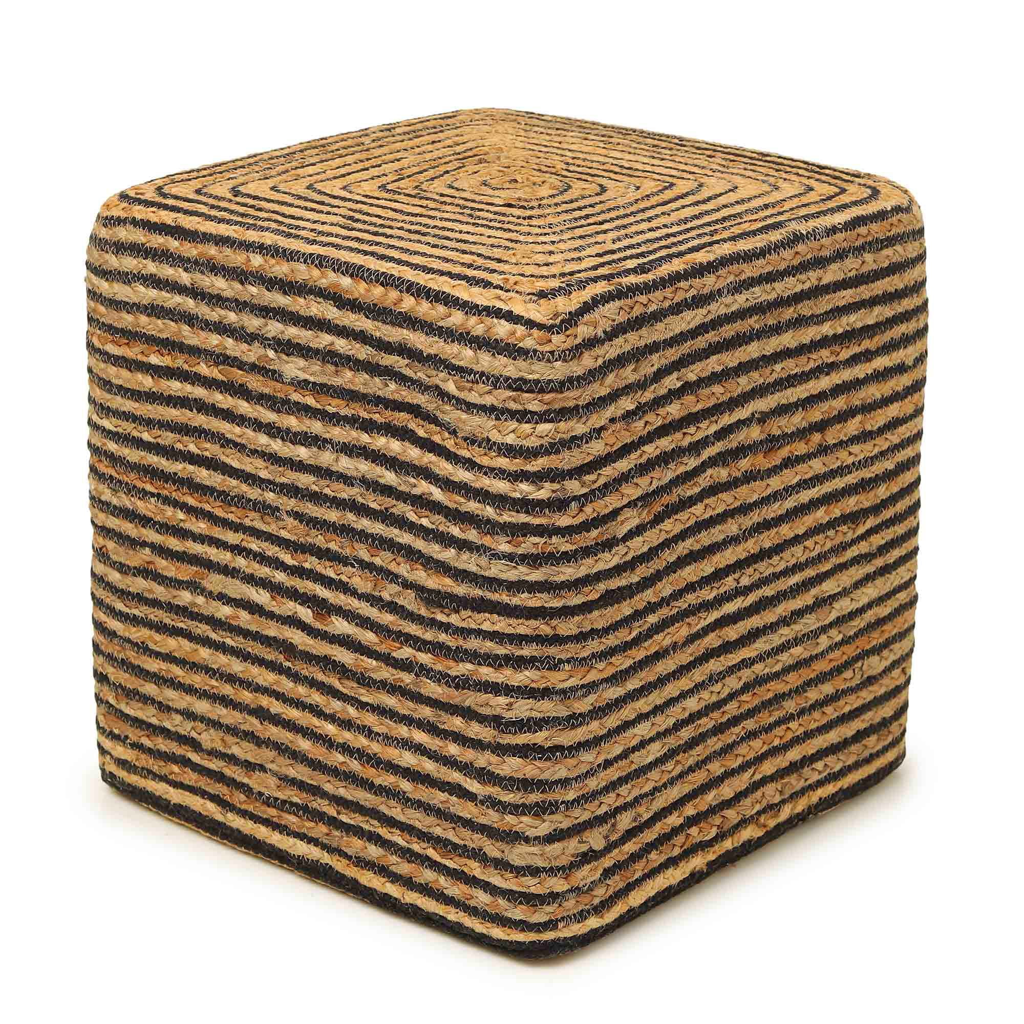 REDEARTH Cube Pouf Foot Stool Ottoman -Jute Braided Pouffe Poof Accent ...