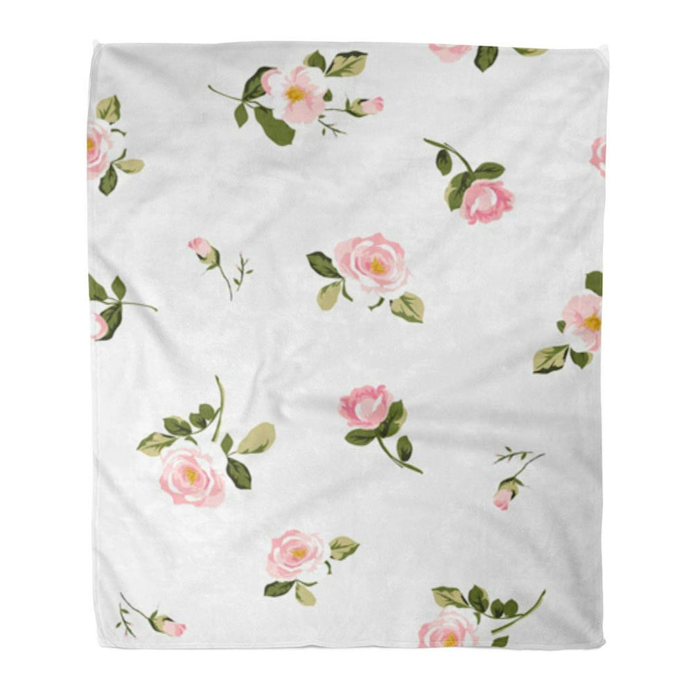 Sidonku Flannel Throw Blanket Colorful Floral Pink Flower Pattern Rose