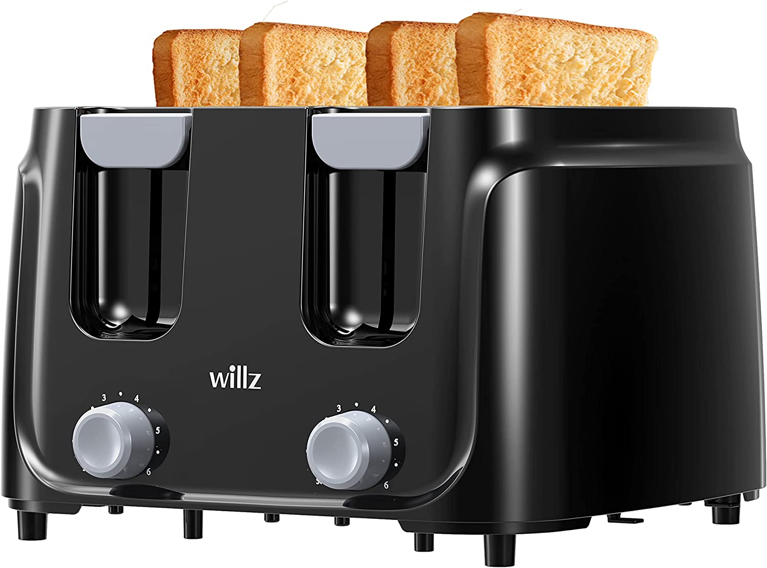 Willz 4-Slice Toaster, Extra Wide Slot with 6 Browning Levels, Compact ...