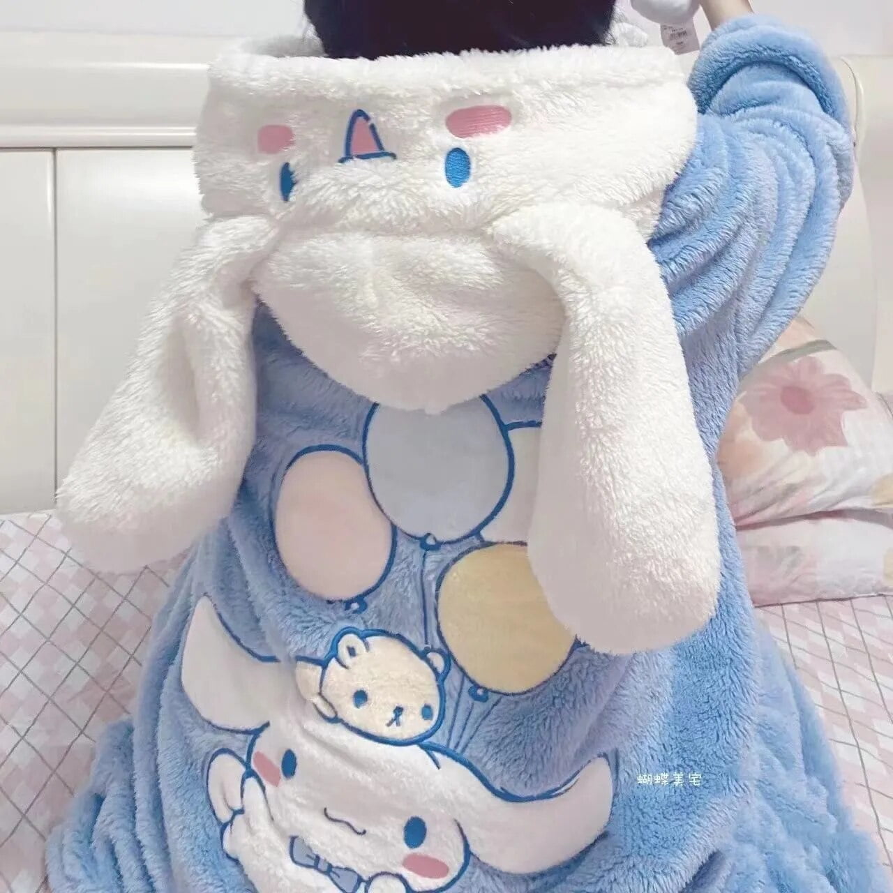 Sanrio-Pijama grueso de felpa Y2k Cinnamoroll para mujer, bata, camisón ...