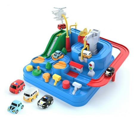 Qionma Track Adventure Racing Rail Car Kids Inertia Slide Toys (Blue ...