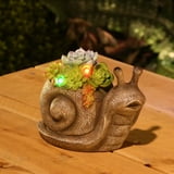 Alpine Solar Snail w/ Succulent Accents and Colorful LED Lights, 6 Inch ...