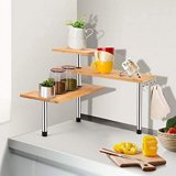 HYNAWIN Bamboo 3 Tier Counter Shelf, Wooden Corner Storage Organizer ...