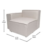 BizChair Luxury Modular Sectional Sofa, Left Side with Arm Rest, Cream ...