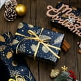 Christmas Wrapping Paper Roll-46.8 sq.ft. (17in x 33ft) Metallic Shine Navy Blue with Gold Pine ...