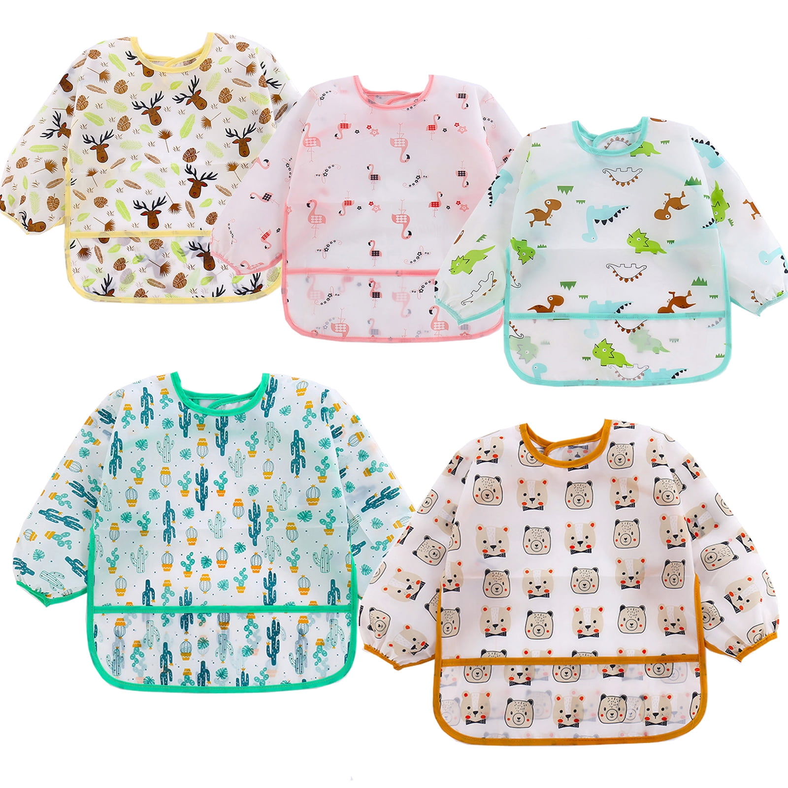 HaimoBurg 5 Pcs Baby Bibs,Long Sleeve Bib,Waterproof Toddler Bibs,3-24 Months - Walmart.com